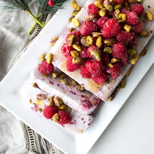 Raspberry Honey Pistachio Semifreddo ⎮ Well Nourished